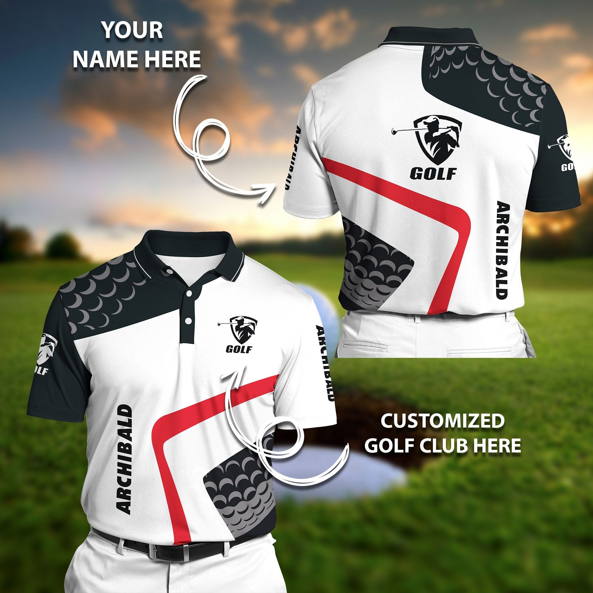 Personalized Logo And Name Golf 3D Polo T-Shirt - Bluefink