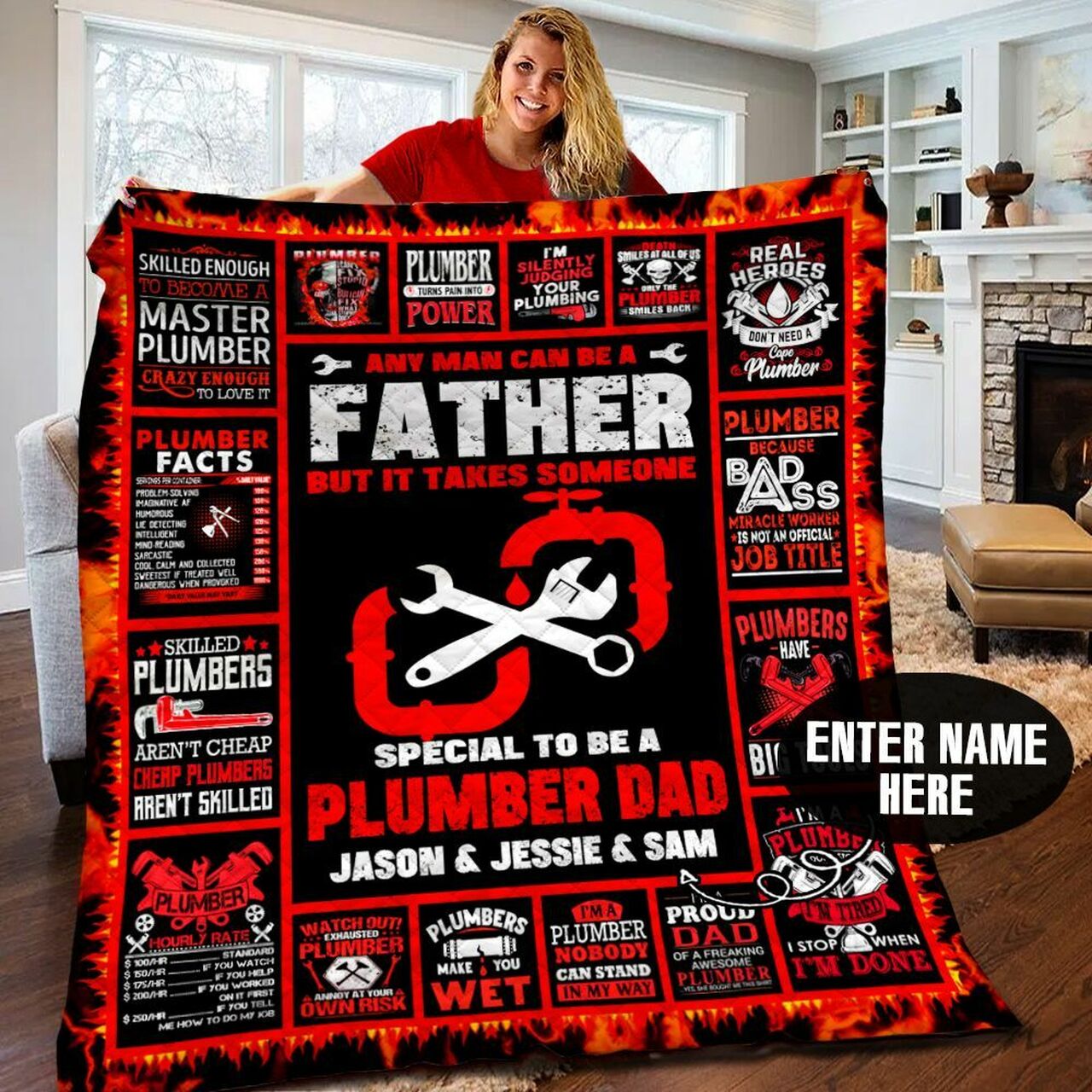 Personalized Plumber Special To Be A Plumber Dad Quilt Bedding Set ...