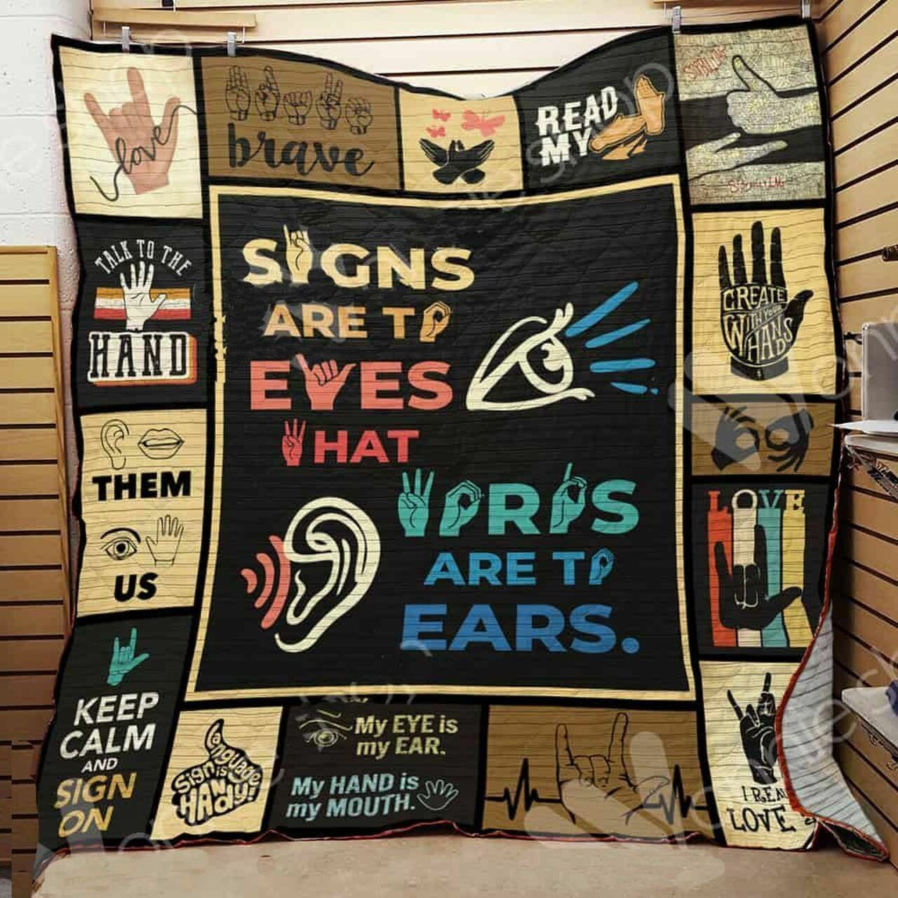 Personalized Sign Language Deaf Quilt Bedding Set Gifts for Fans - Bluefink