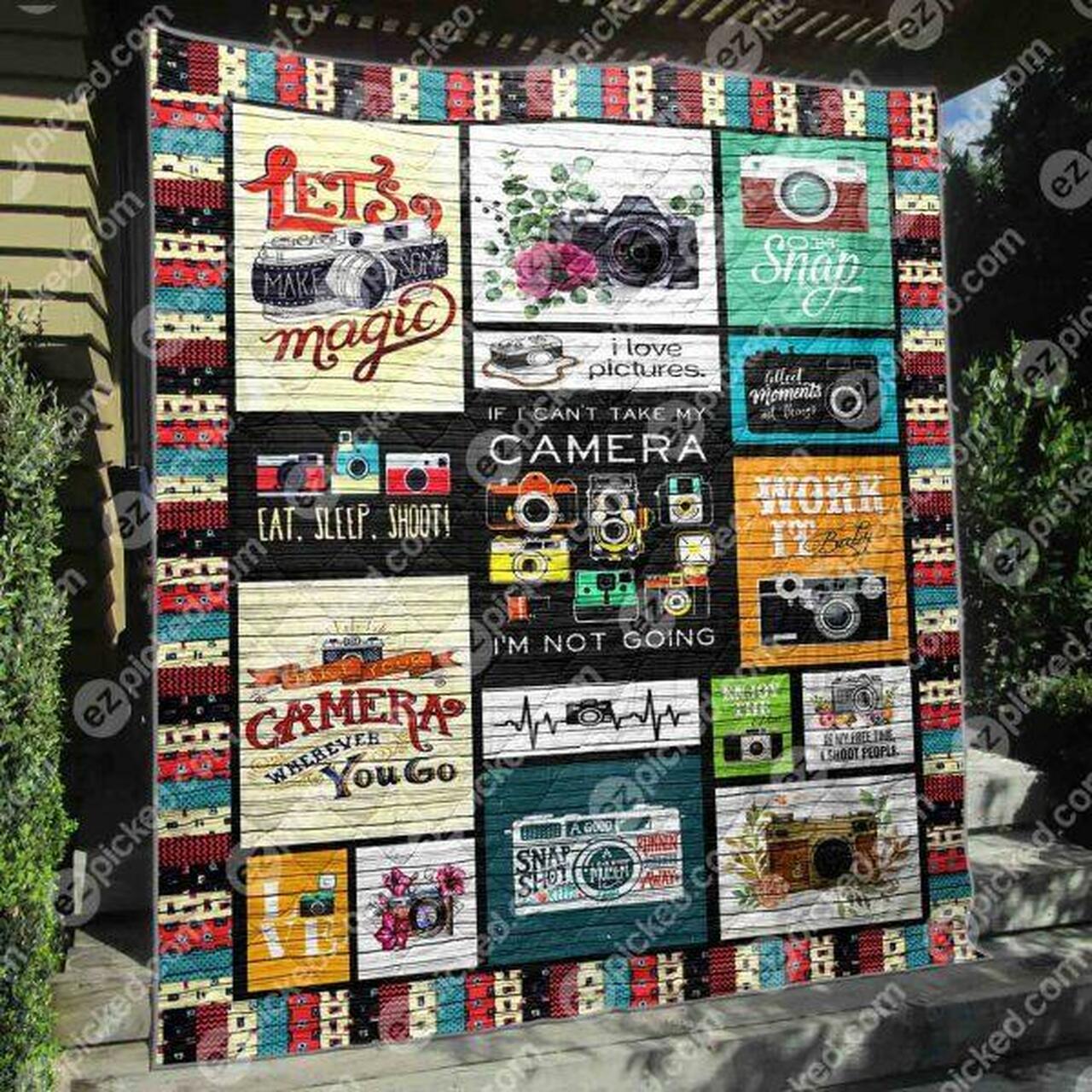 Personalized Vintage Cameras Quilt Bed Set Blanket - Great for Bedroom ...
