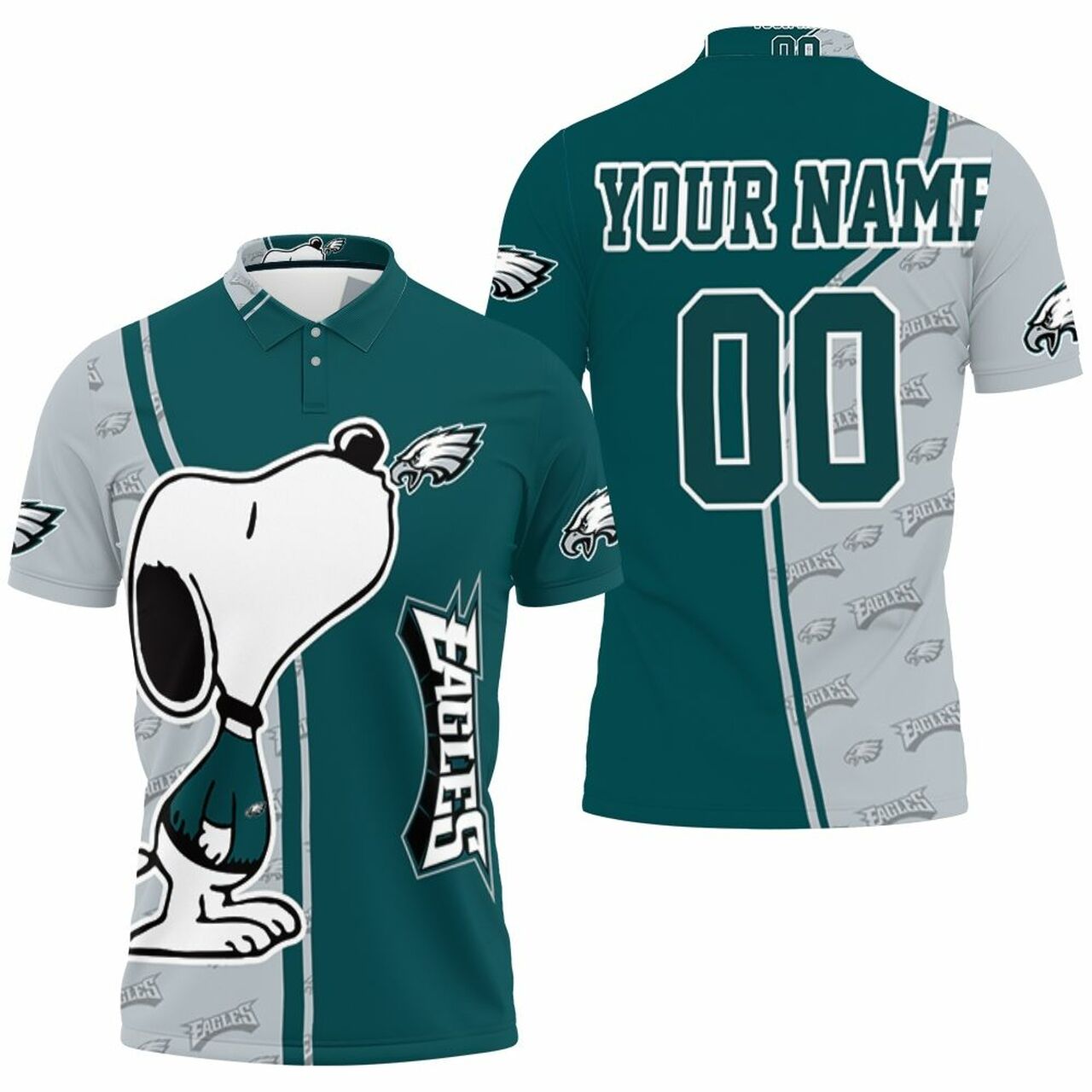 Philadelphia Eagles Snoopy 3D Printed Personalized Polo Shirt - Bluefink