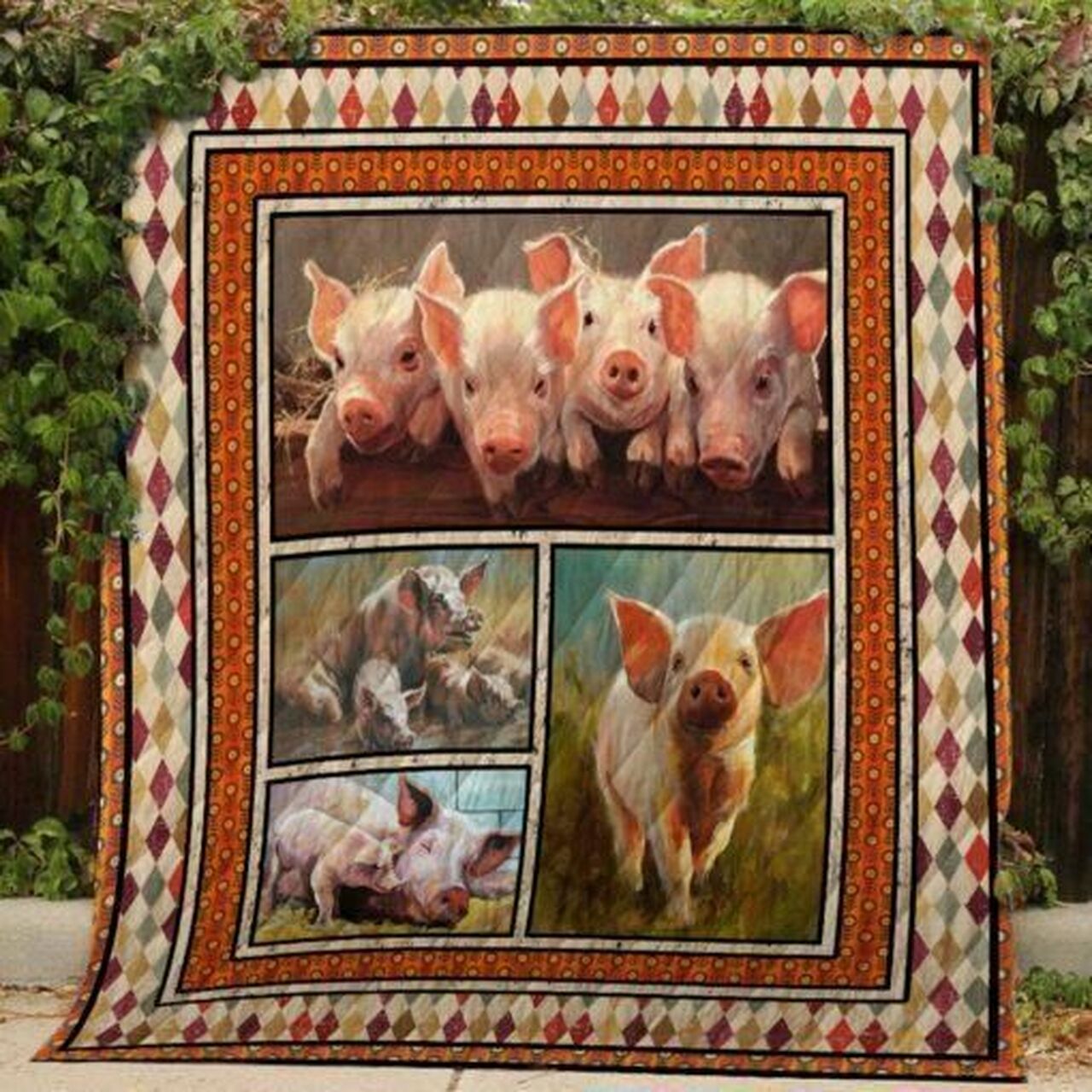 Pig Family Quilt Bedding Set Blanket - Bluefink
