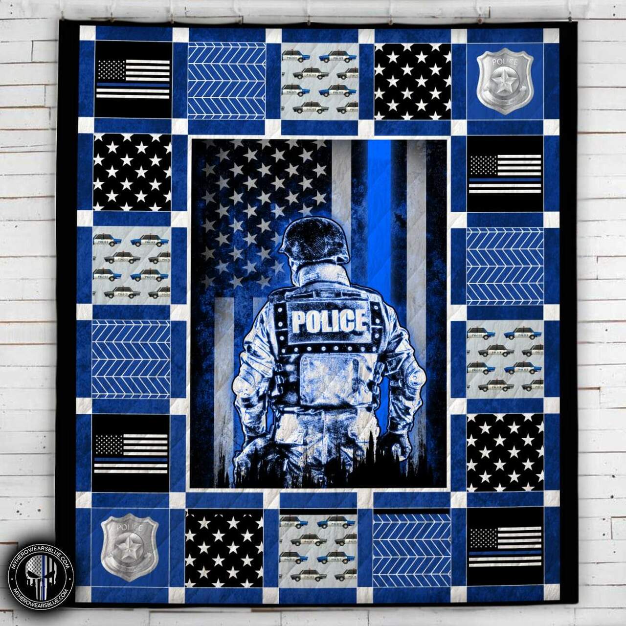 Police Officer Suit And Police Things Blanket Quilt Bedding Set Bedroom ...
