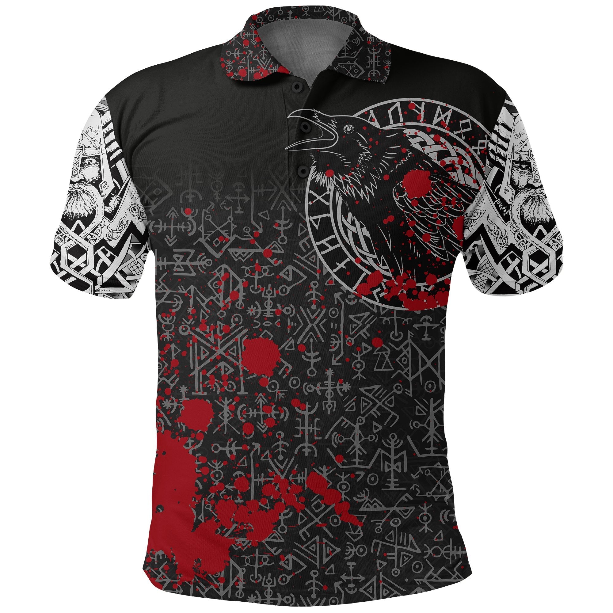 Polo Shirt - Odin Raven Rune Futhark Blood - Bluefink
