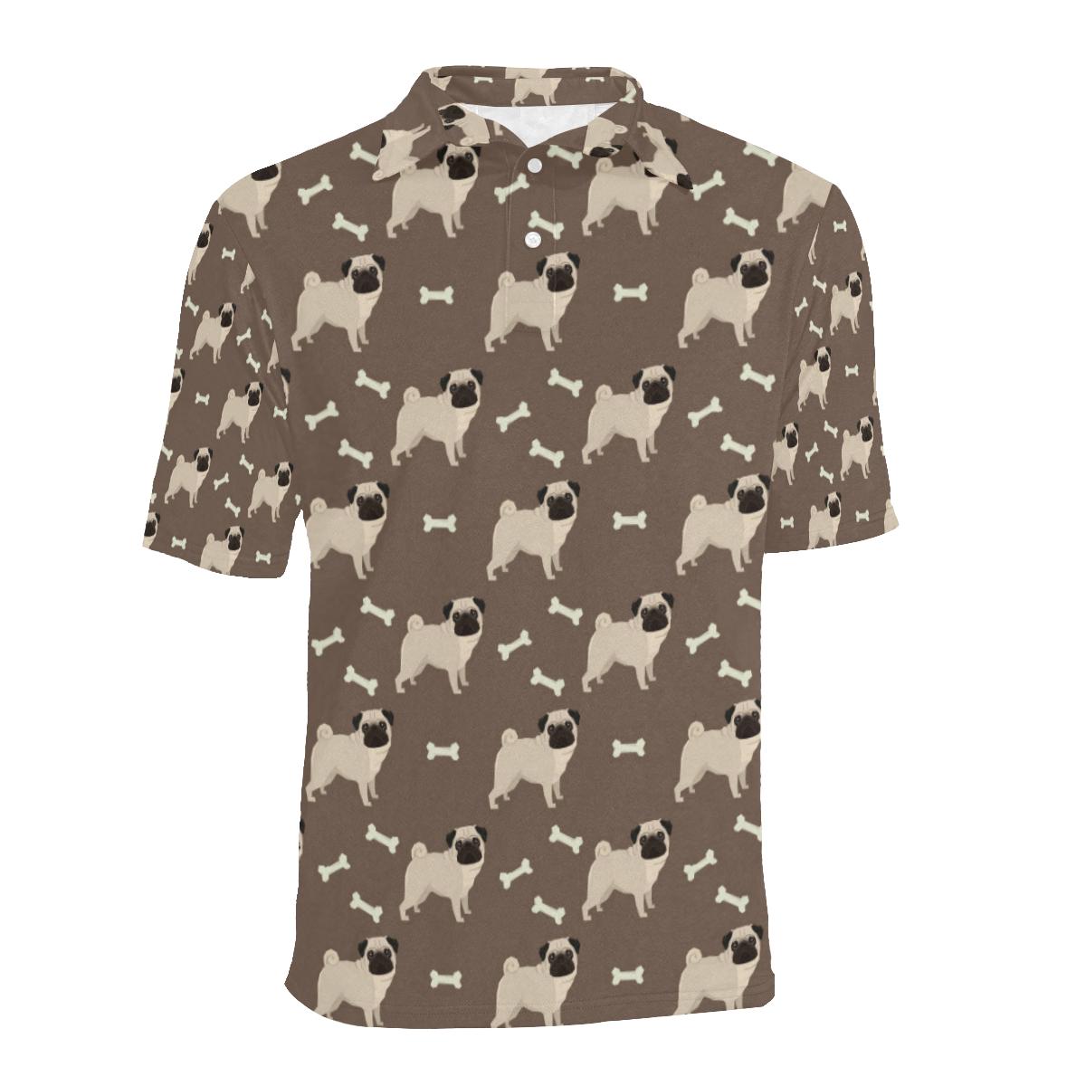 Pug Pattern Print Design Men Polo Shirt 3D Polo Shirt A6 - Bluefink
