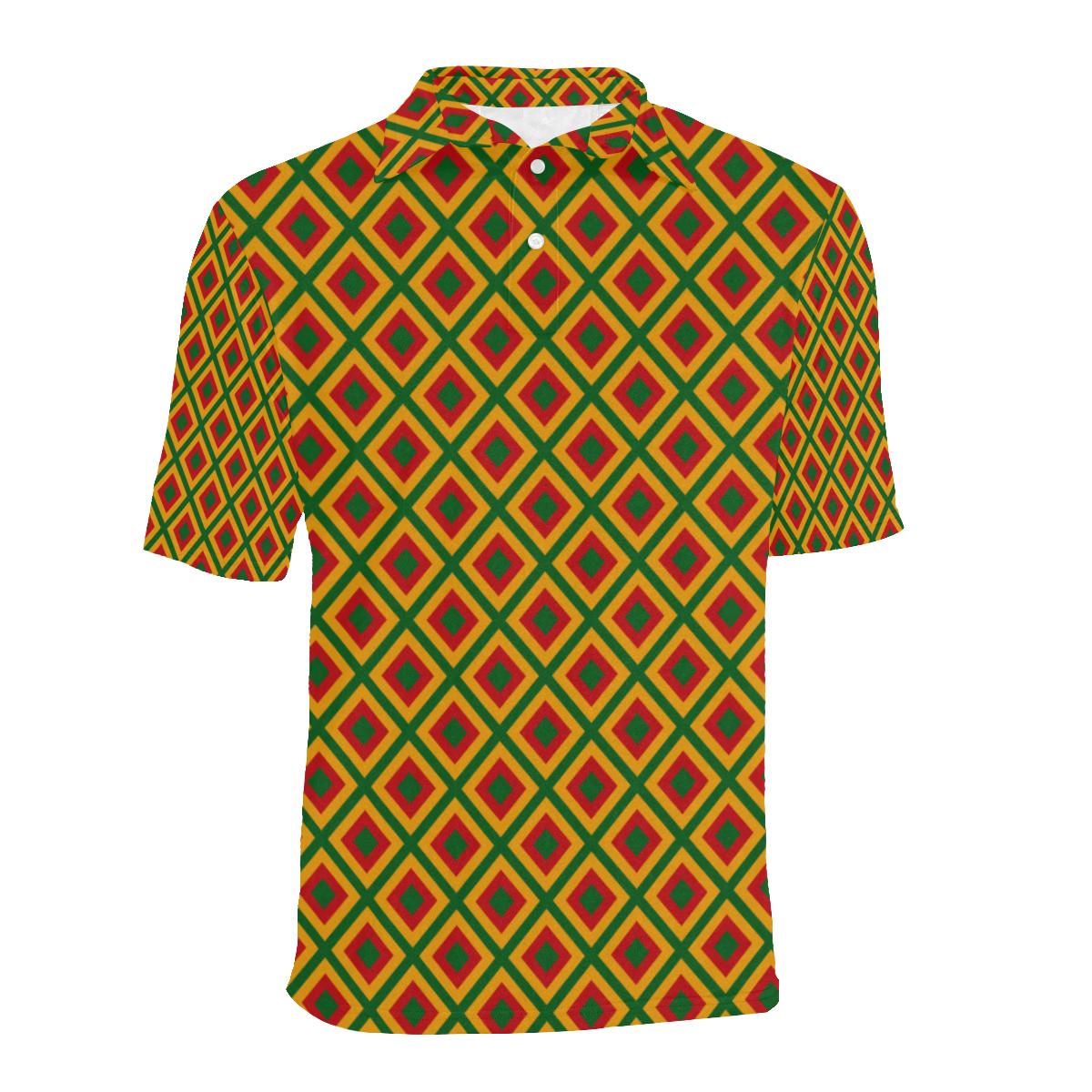 Rasta Reggae Color Cross Men Polo Shirt - Bluefink