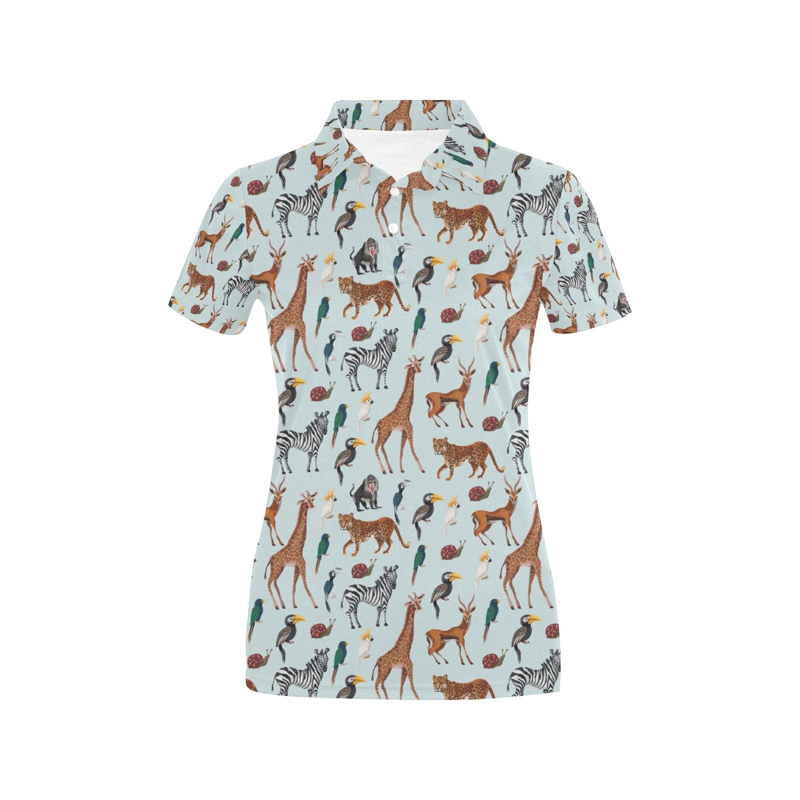 Safari Animal Print Design Women's Polo Shirt 3D Polo Shirt A2 - Bluefink