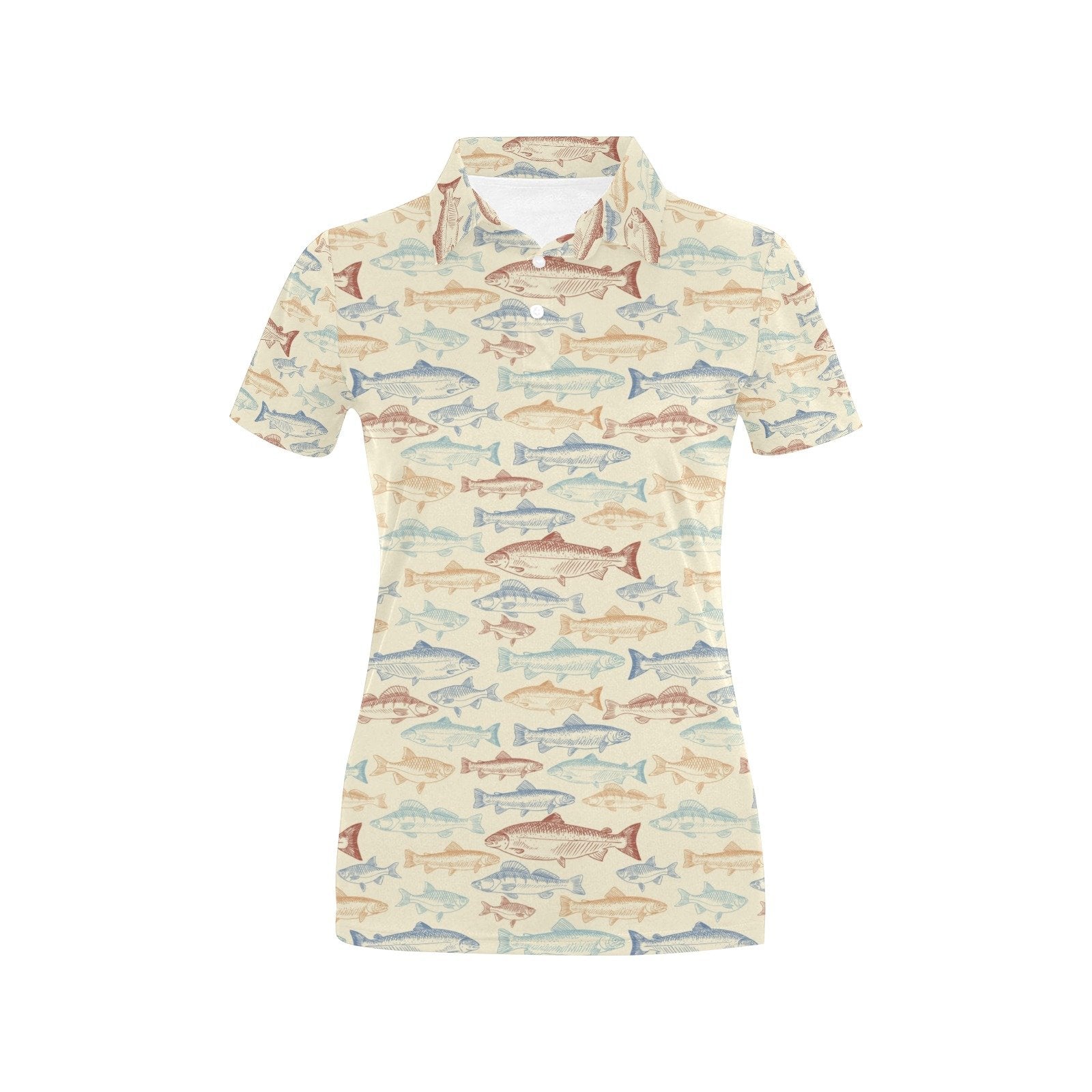 Salmon Fish Print Design Women's Polo Shirt 3D Polo Shirt - Bluefink