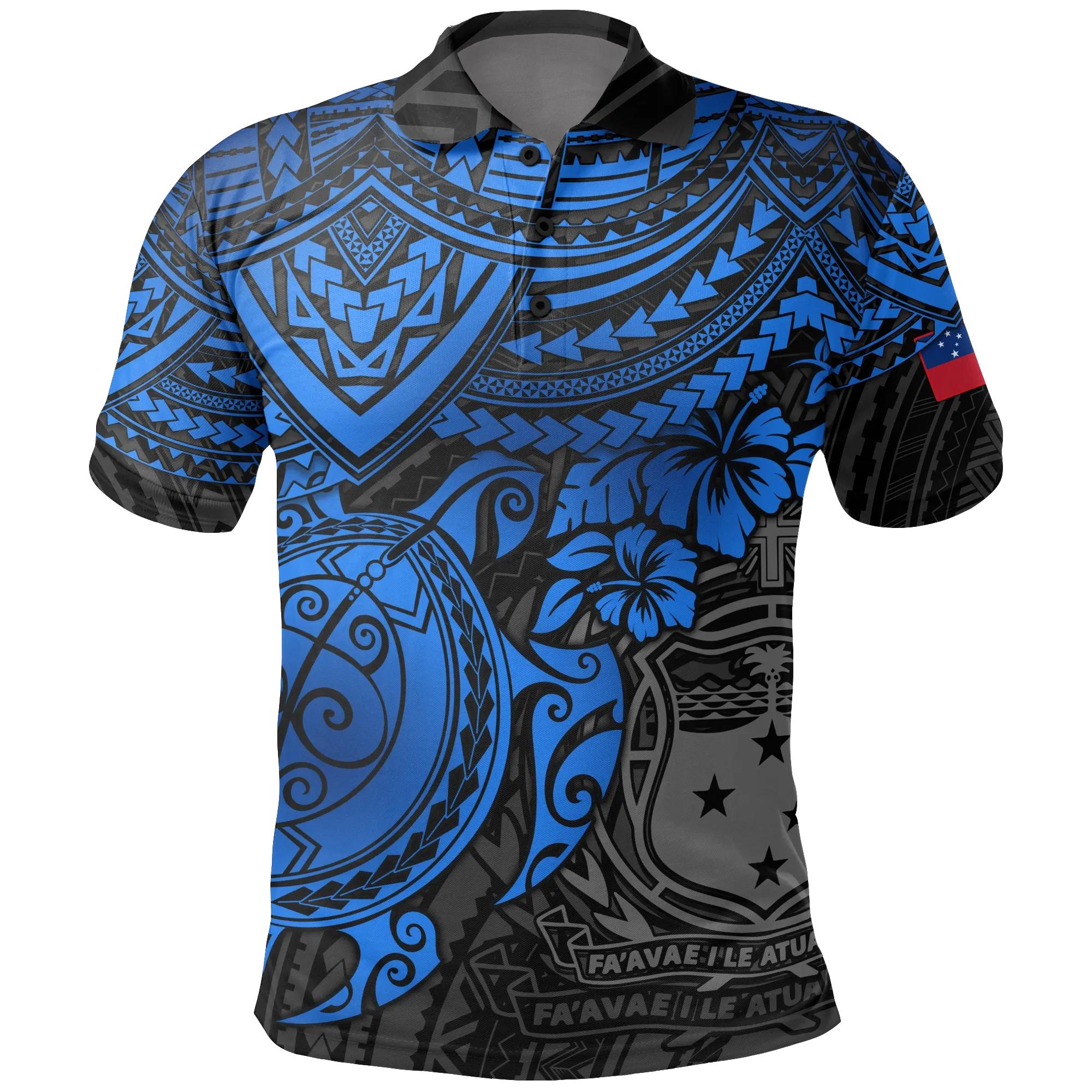 Samoa Polynesian Polo Shirt - Blue Turtle - Bluefink