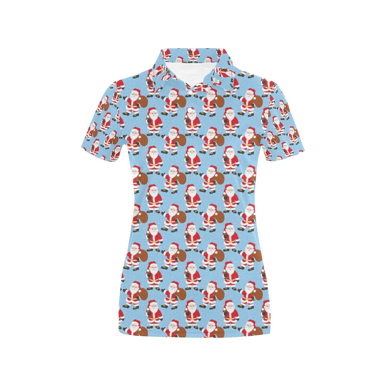 Santa Christmas Themed Print Design Women's Polo Shirt 3D Polo Shirt A3 ...