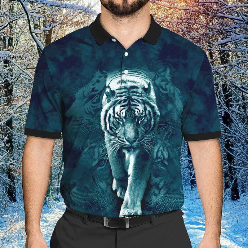 Scare Tiger Blue Polo Shirt - Bluefink