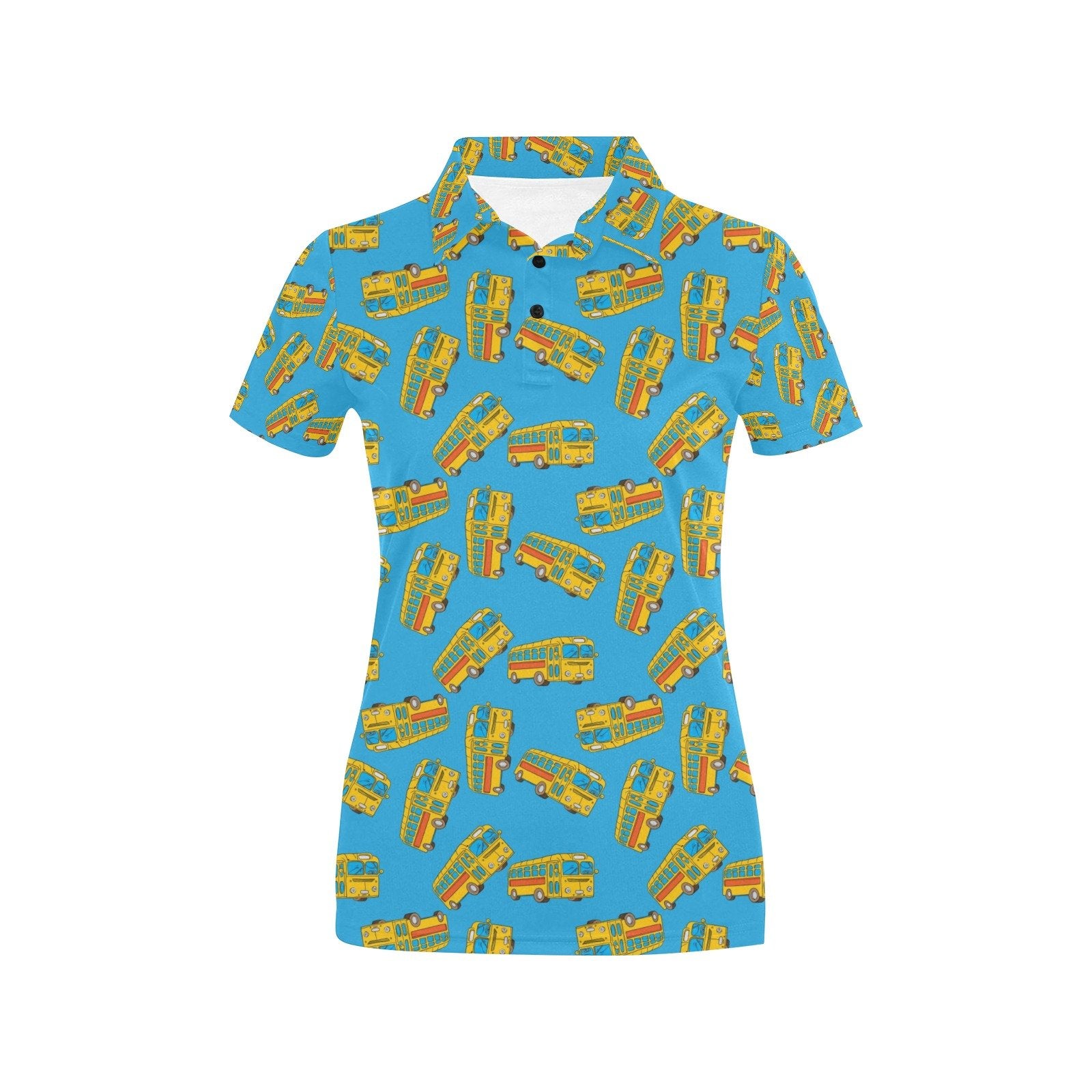 School Bus Print Design Women's Polo Shirt 3D Polo Shirt A1 - Bluefink