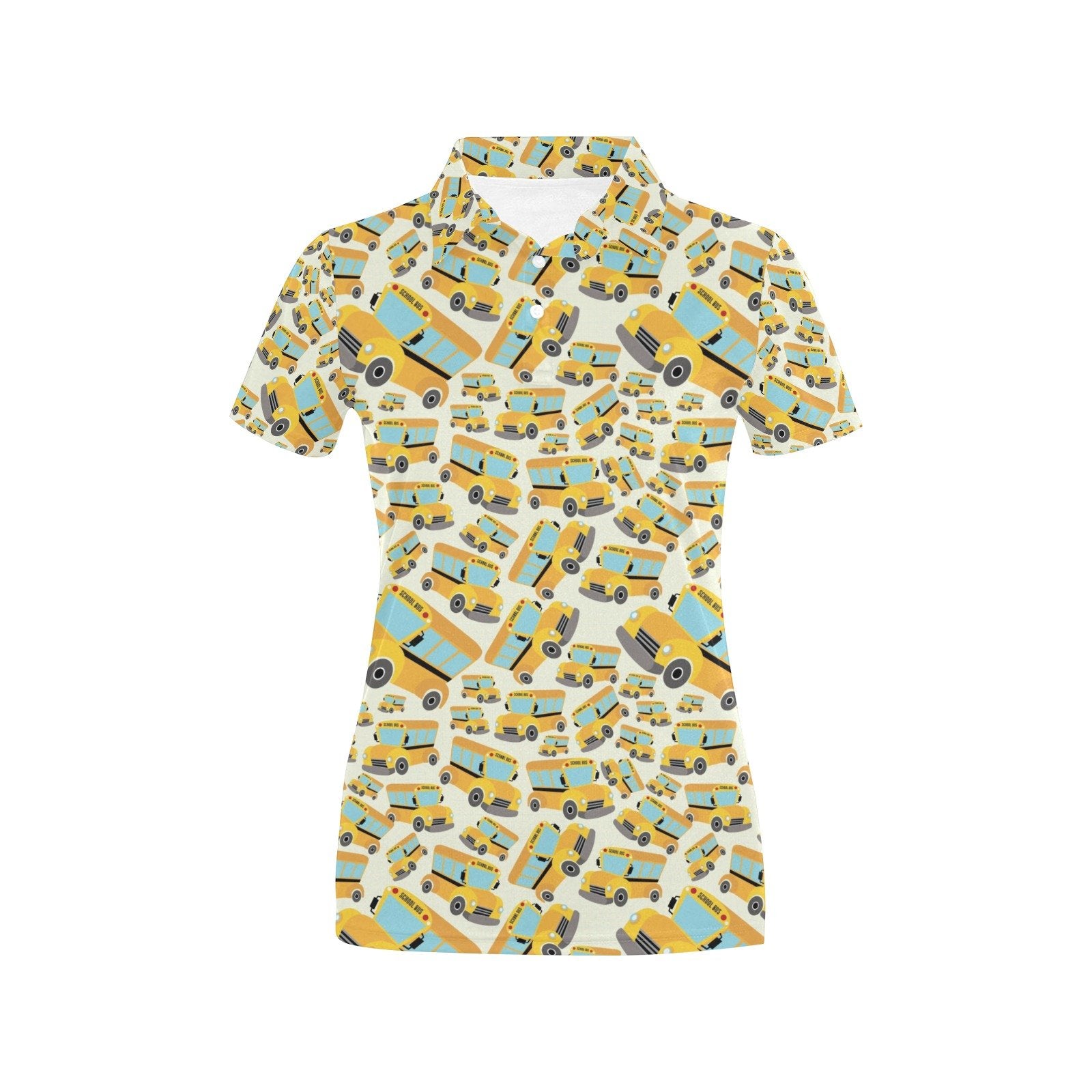 School Bus Print Design Women's Polo Shirt 3D Polo Shirt A3 - Bluefink
