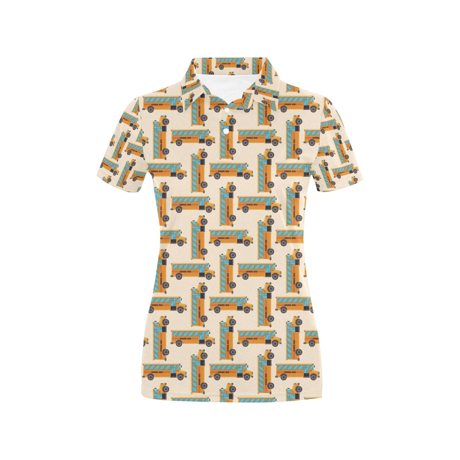 School Bus Print Design Women's Polo Shirt 3D Polo Shirt A6 - Bluefink