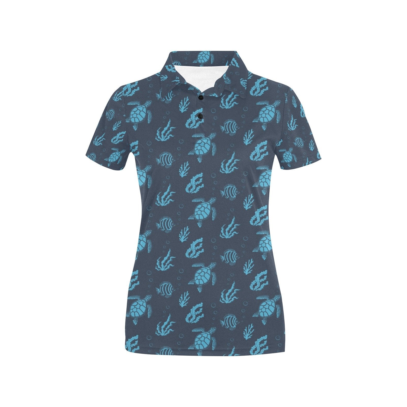 Sea Turtle Print Design Women's Polo Shirt Gift - Bluefink