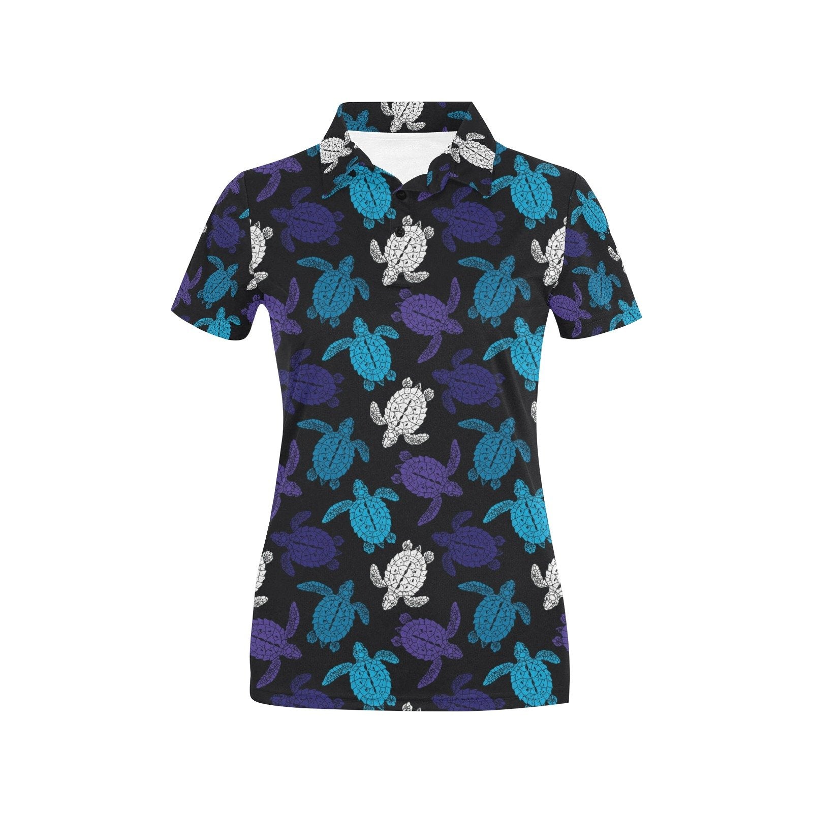 Sea Turtle Print Design Women's Polo Shirt Summer Gift - Bluefink