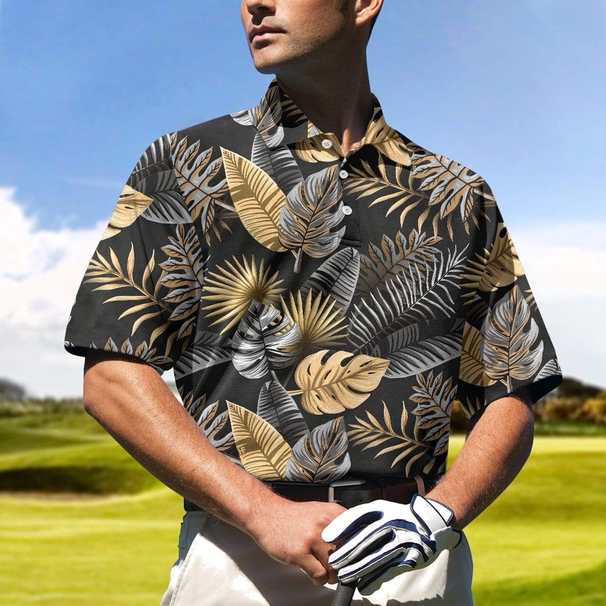 Seamless Luxury Tropical Pattern Golf Polo Shirt - Bluefink