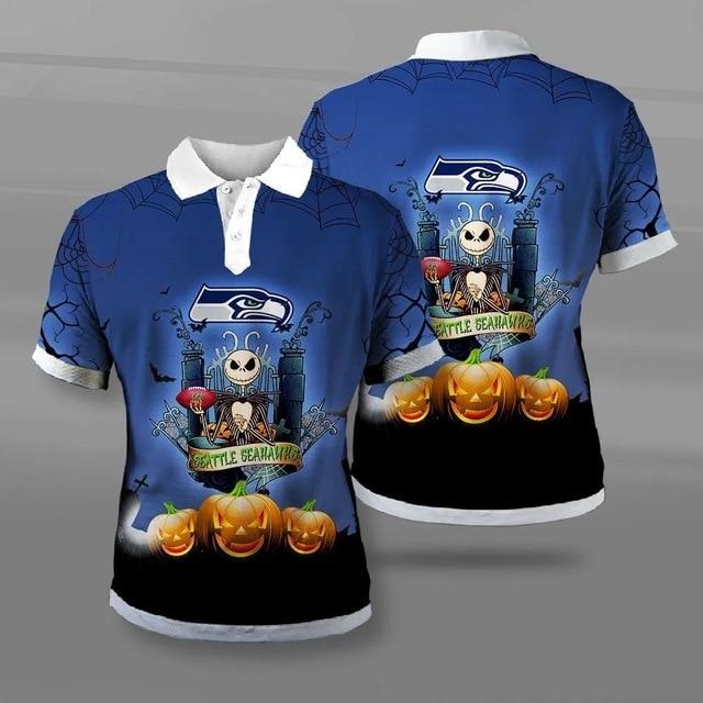 Seattle Seahawks Halloween Polo Shirt - Bluefink