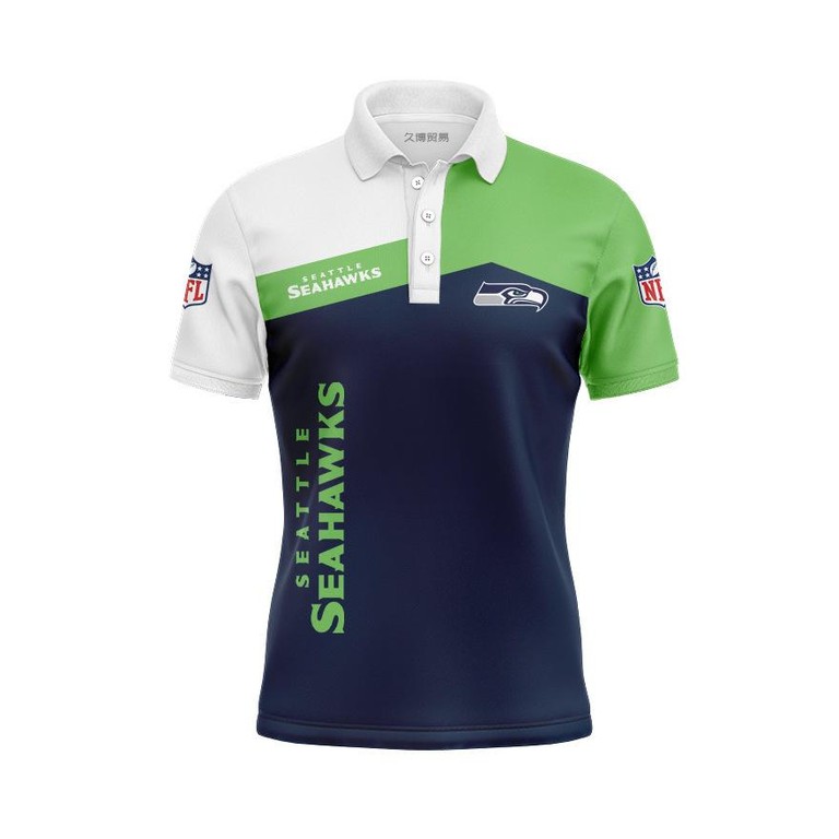 Seattle Seahawks Women's Button Up Polo Shirt - Bluefink