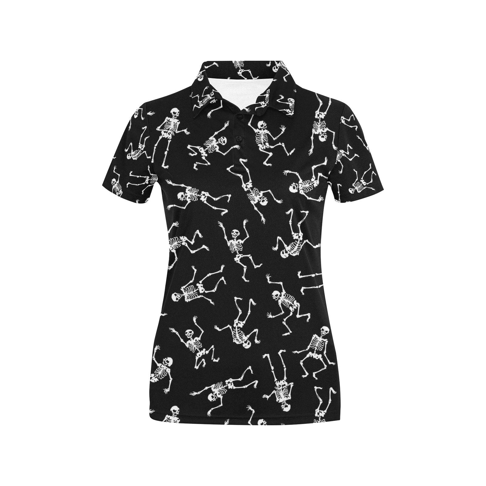Skeleton Print Design Women's Polo Shirt - Bluefink