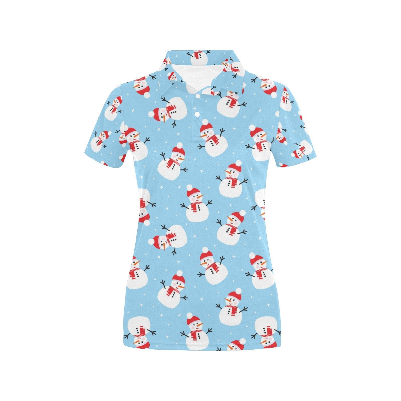 Snowman Print Design Women's Polo Shirt 3D Polo Shirt A5 - Bluefink