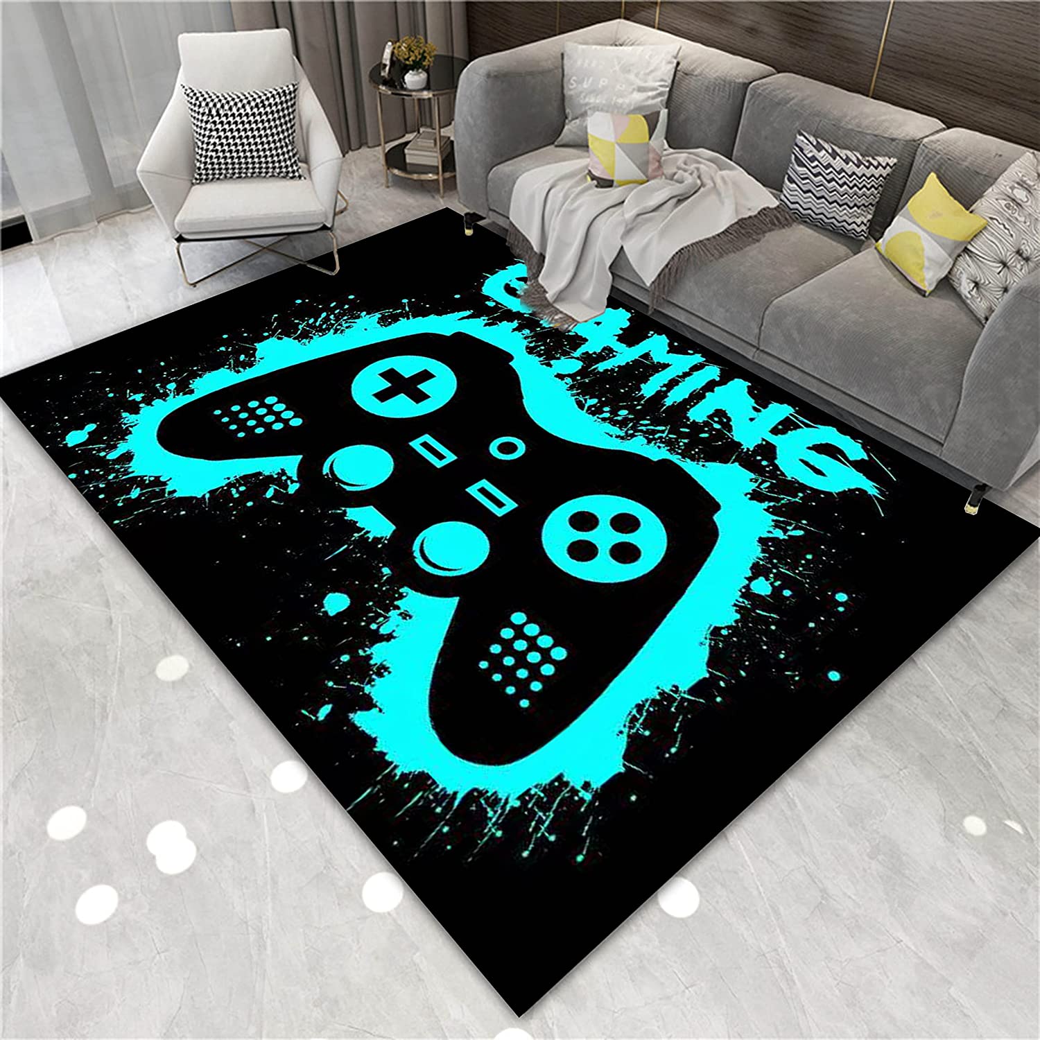 Soft Modern Gaming Area Rug with Game Controller Design - Controller ...