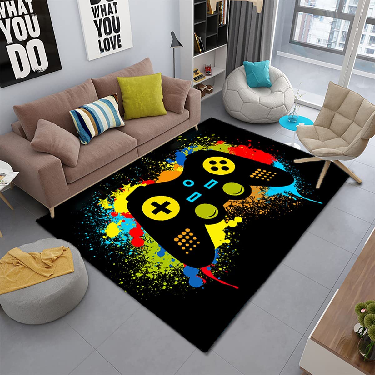 Stylish Gaming Video Game Controllers Gamer Area Rug for Living Room ...