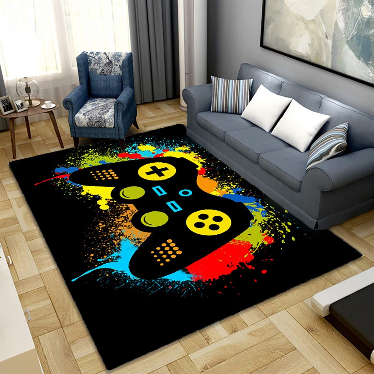 Stylish Gaming Video Game Controllers Gamer Area Rug for Living Room ...