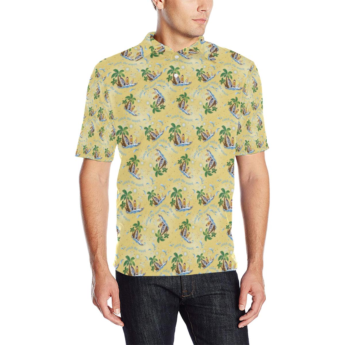 Surf Catch The Wave Design Men Polo Shirt - Bluefink