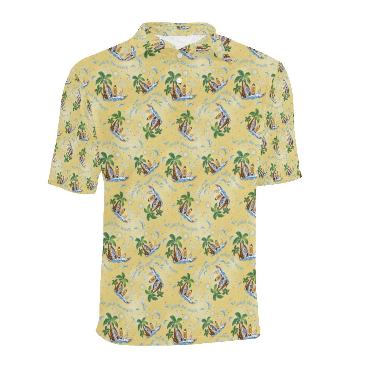 Surf Catch The Wave Design Men Polo Shirt - Bluefink