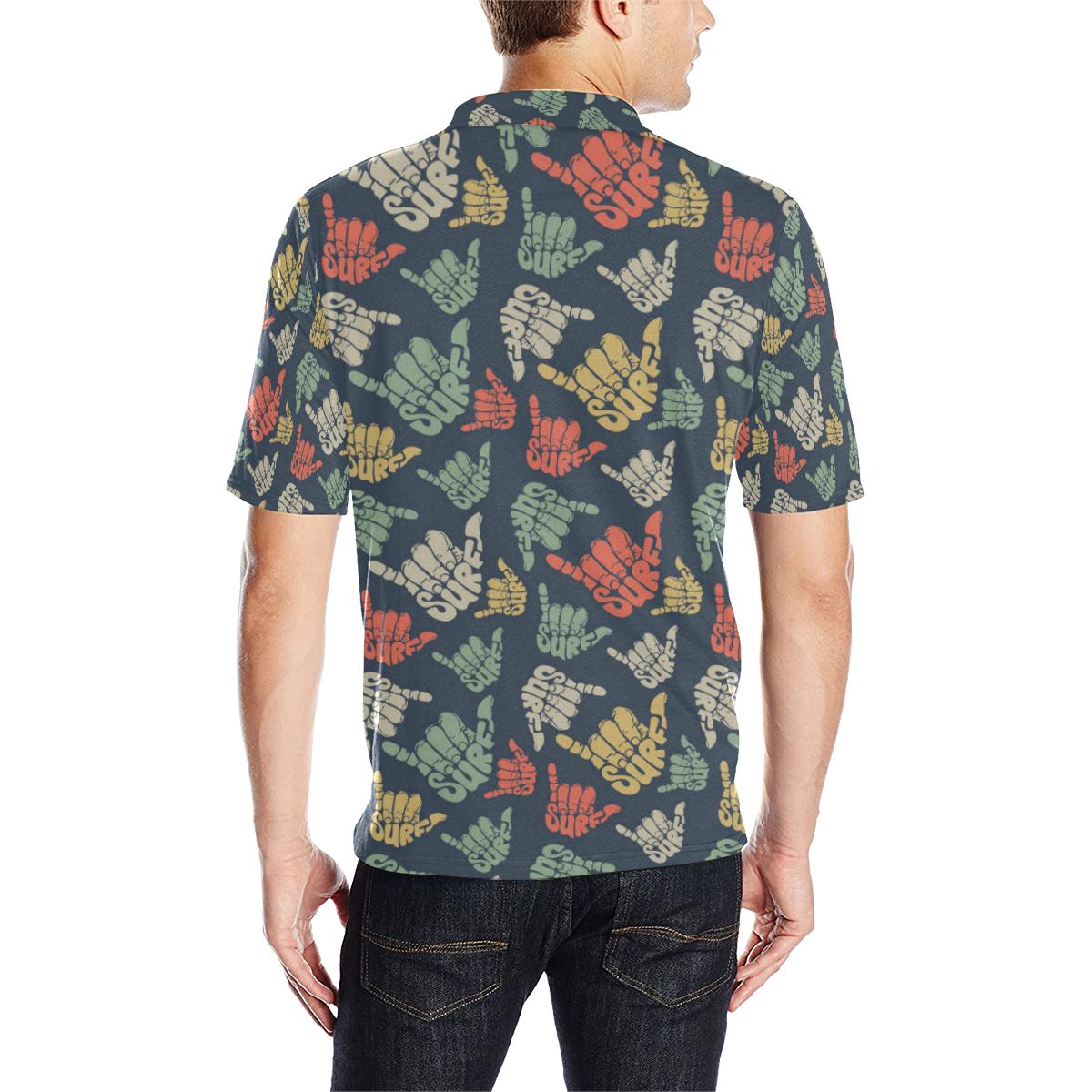 Surf Hand Sign Men Polo Shirt - Bluefink