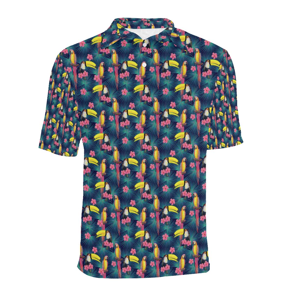 Toucan Parrot Design Men Polo Shirt - Bluefink
