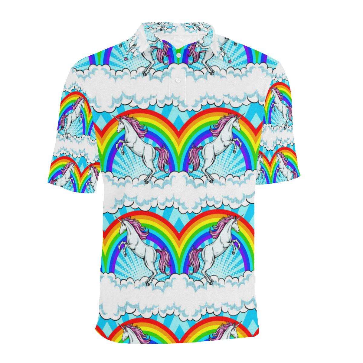 Unicorn Rainbow Men Polo Shirt - Bluefink