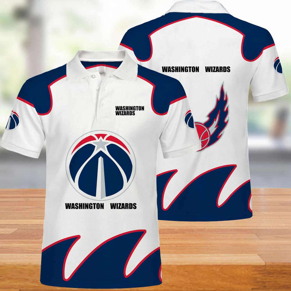 Washington Wizards Button Up Polo Shirt - Bluefink