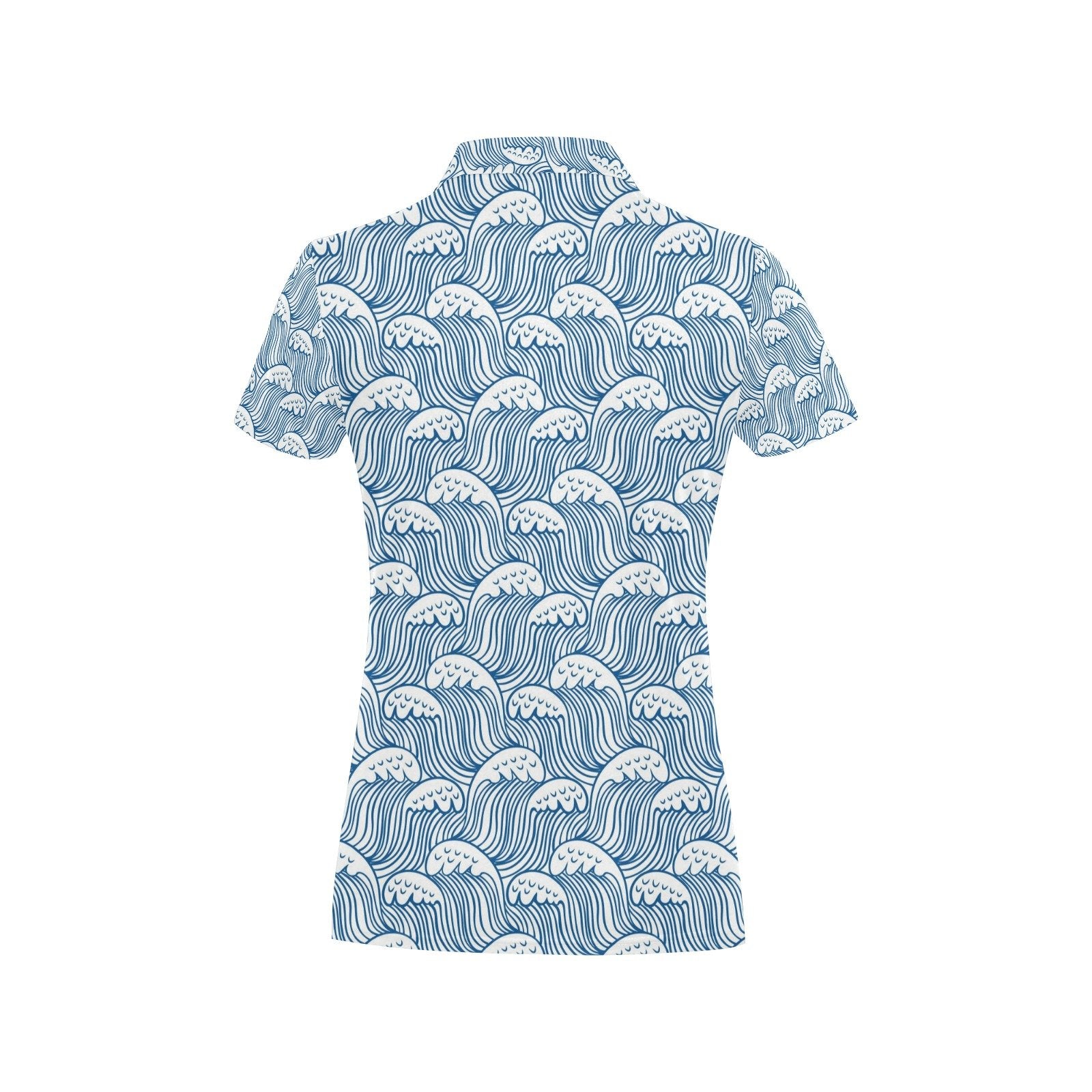 Wave Print Design Women's Polo Shirt 3D Polo Shirt A2 - Bluefink