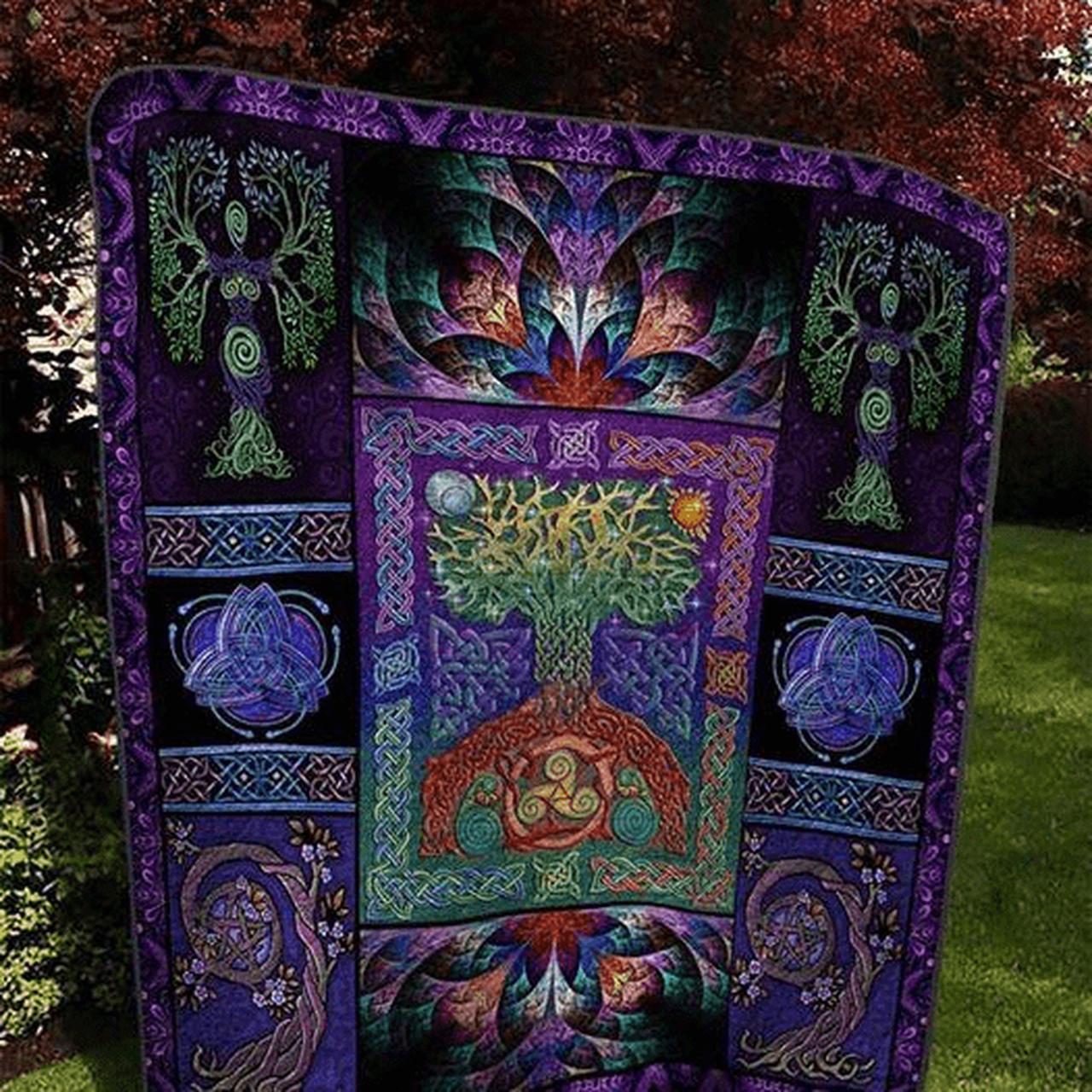 Witchcraft Tree Of Life Celtic Pattern Quilt Bedding Set Blanket Gifts ...