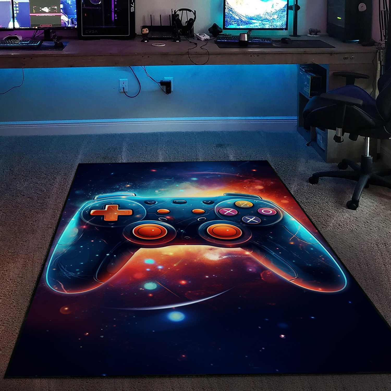 Custom Gamer Rug for Bedroom with Personalized Game Controller Design ...