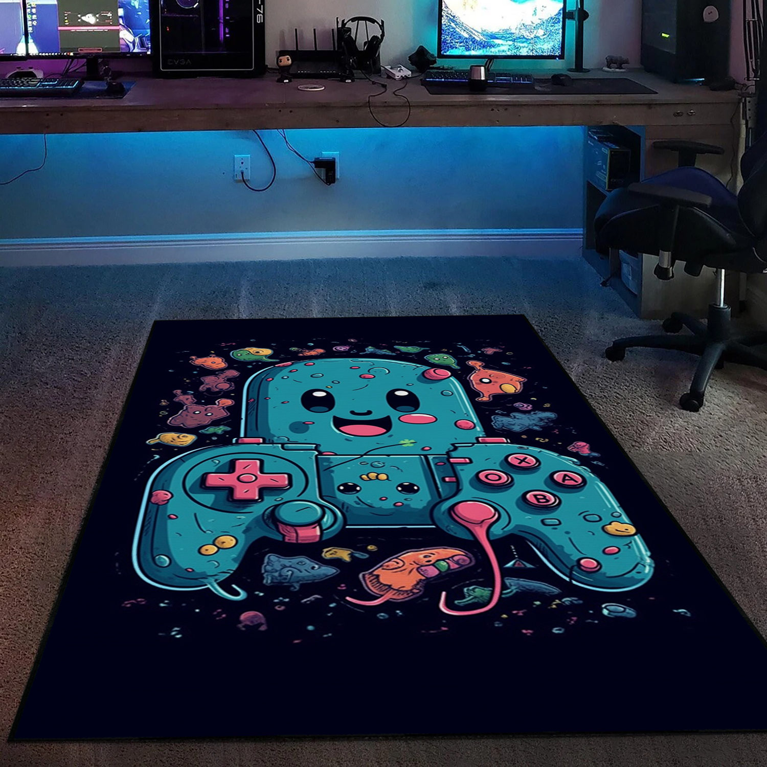 Customizable Game Room Carpet with Shufflezone Game Controller Design ...