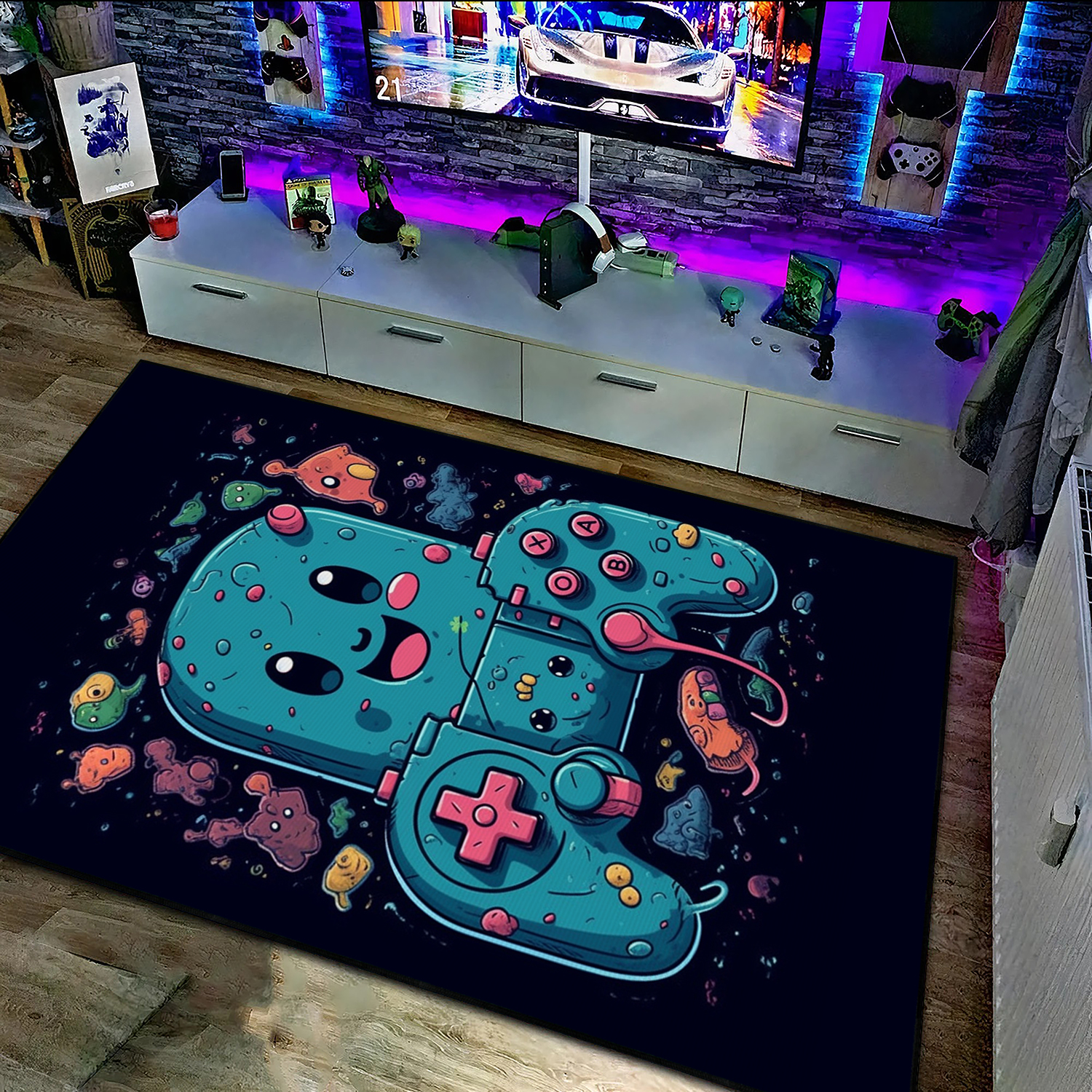 Customizable Game Room Carpet with Shufflezone Game Controller Design ...