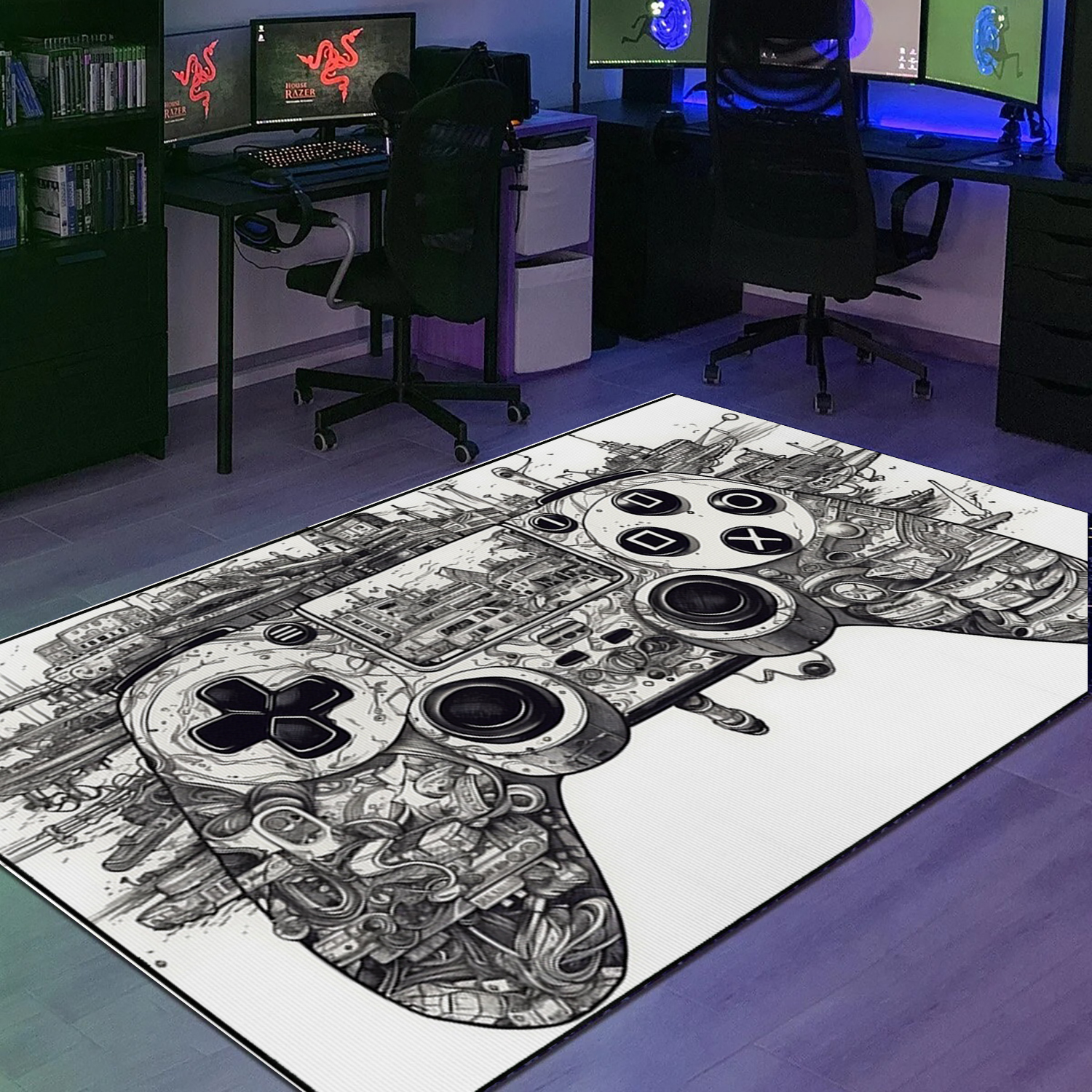 Customizable Game Room Rug for Living Room Playroom - Bluefink