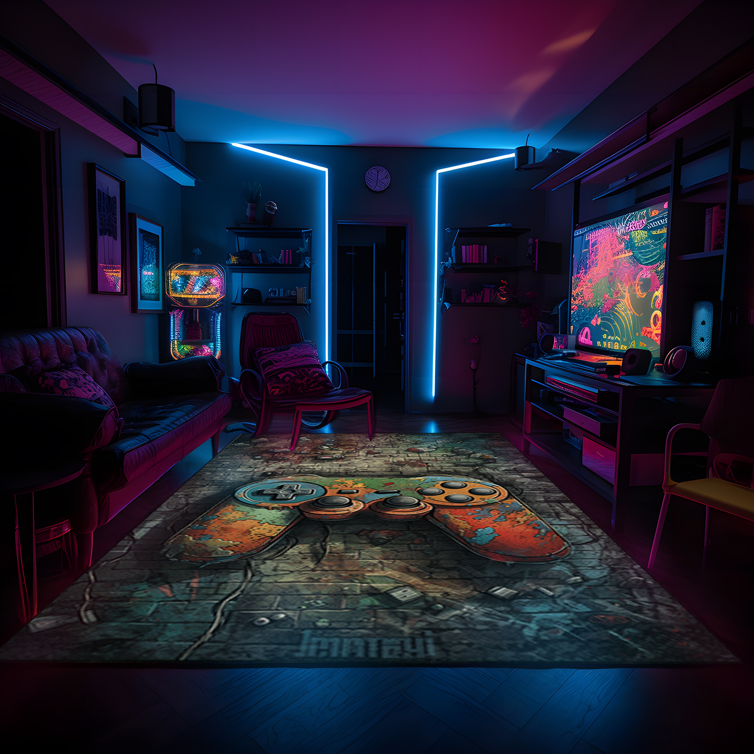 Customizable Game Room Rug for Teen Boys, Decorate Your Gaming Space ...