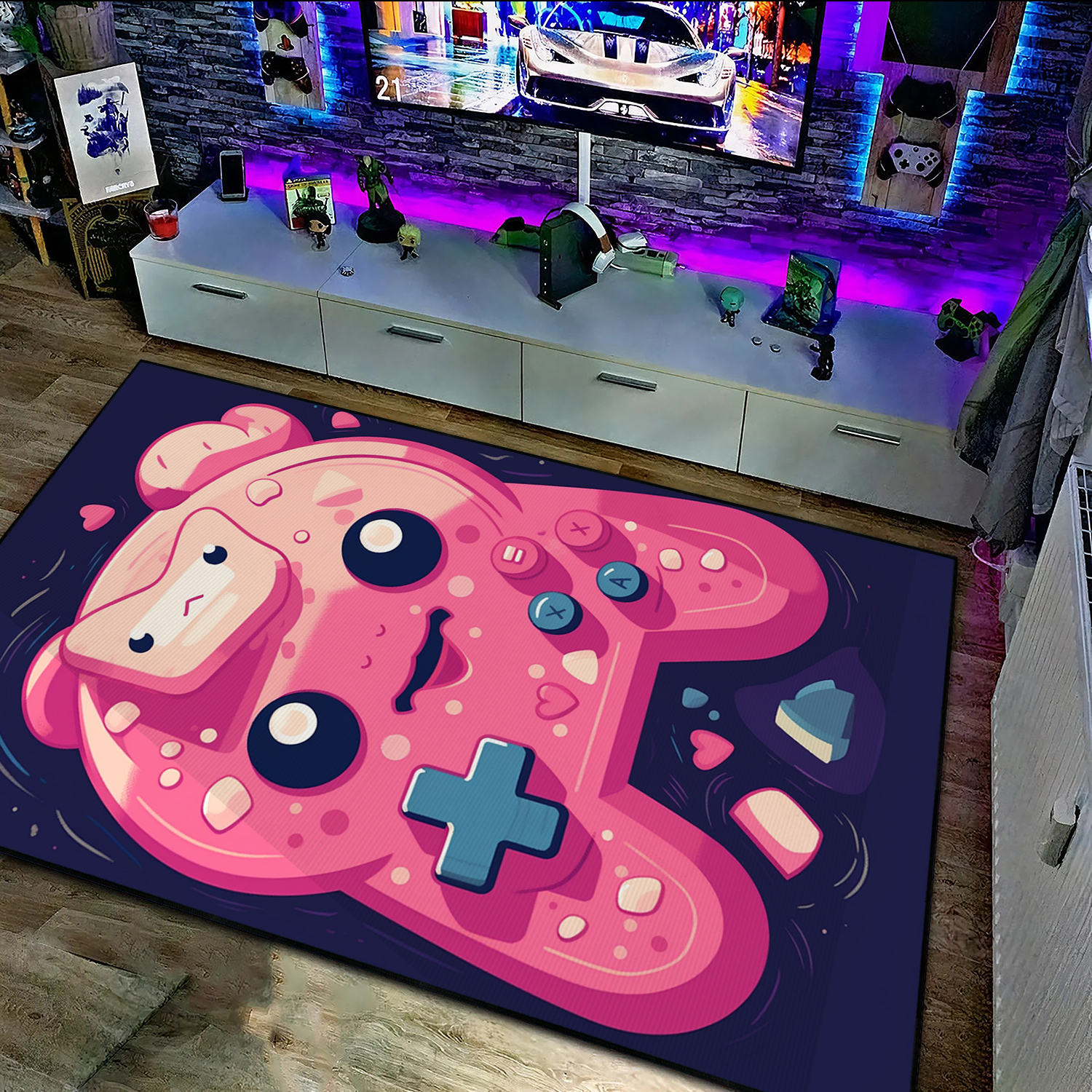 Customizable Game Room Themed Carpet with Shufflezone Game Controller ...