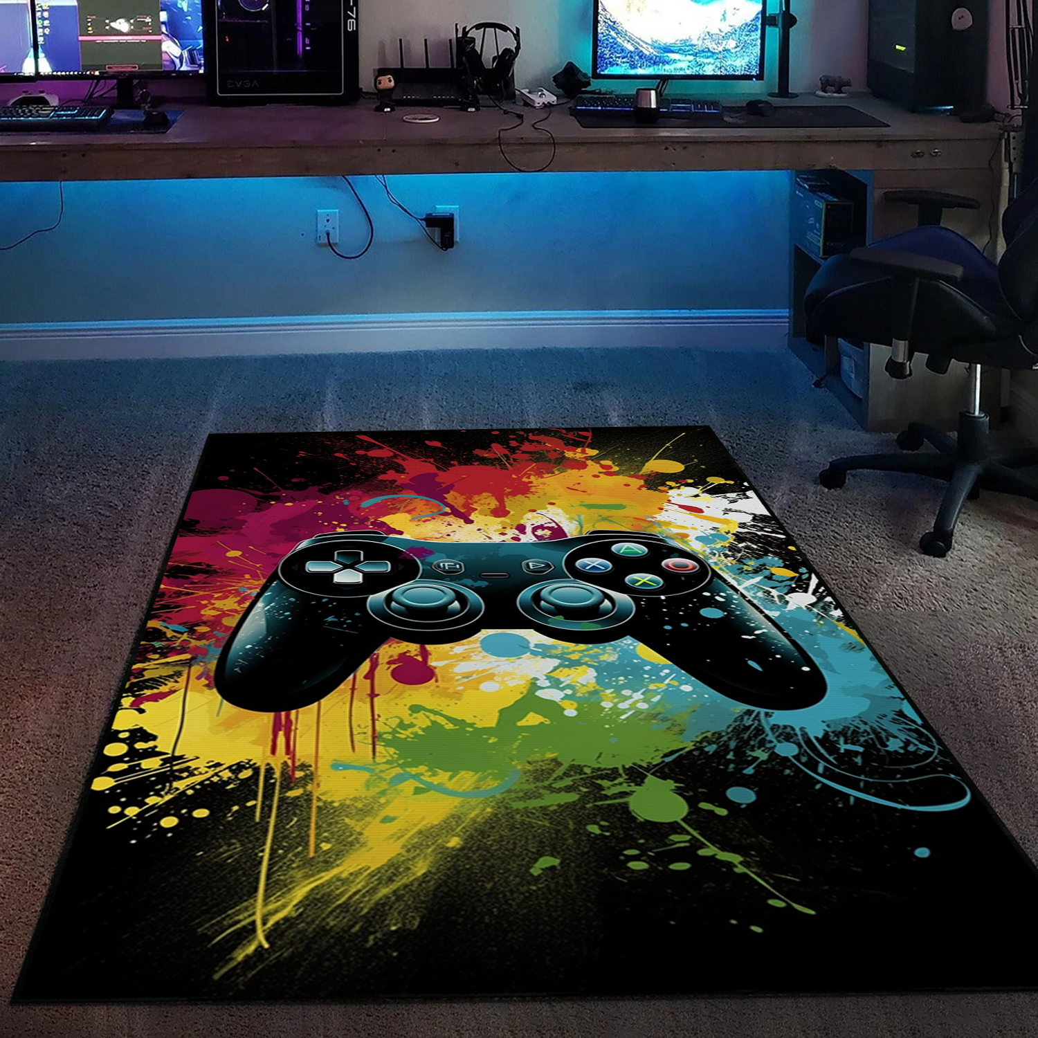 Customized Game Room Rug for Boys with Full Size Game Controller ...