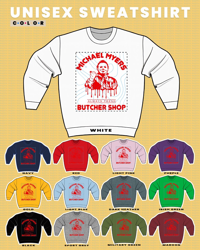 Fresh Butcher Shop Michael Myers Sweatshirt - Horror Movie Fan Gift ...