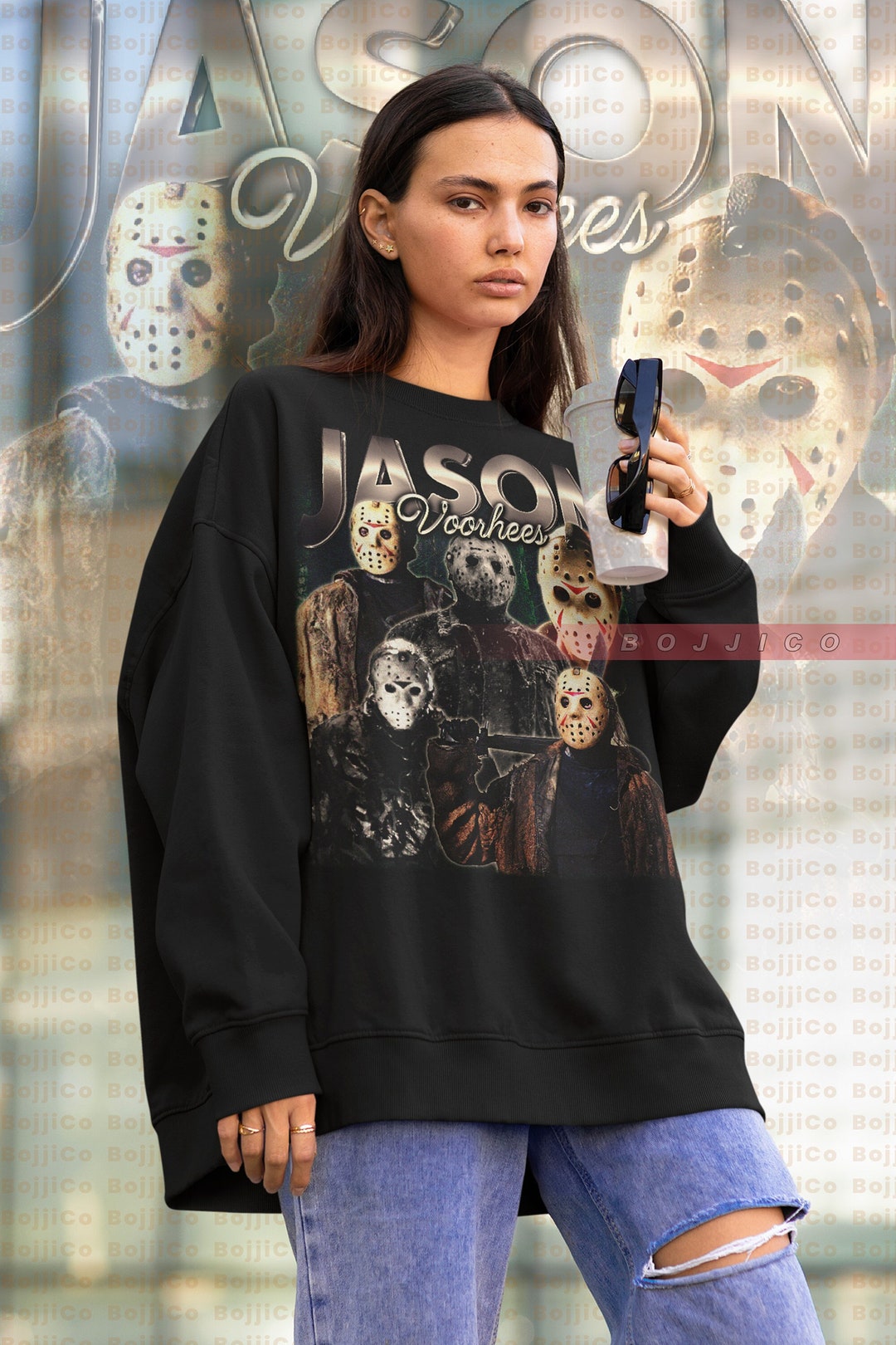 Jason Voorhees Horror Sweatshirt - Scary Michael Myers Movie & Retro ...