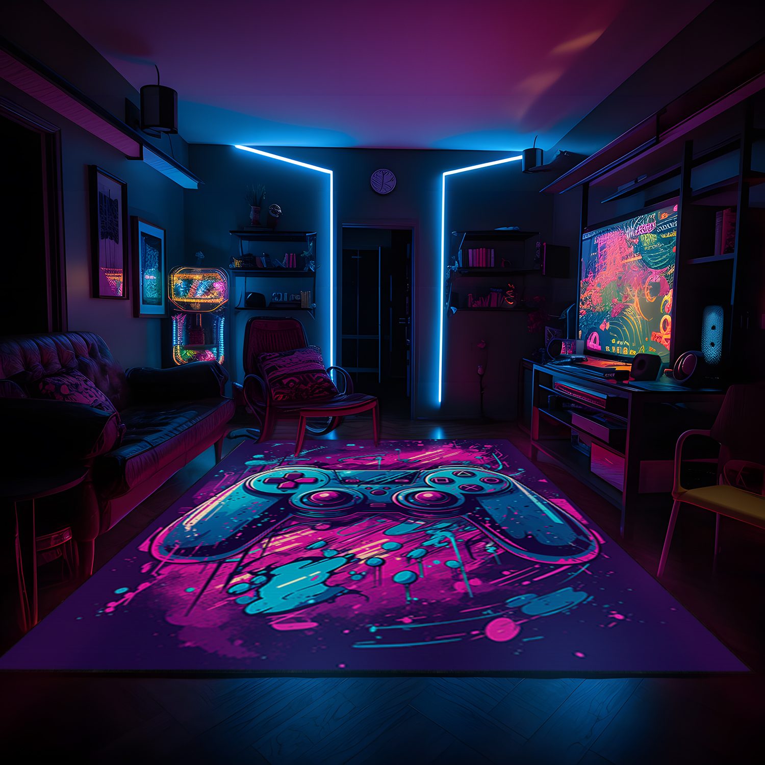 Large Gaming Rugs for Gaming Room, Teen Boys' Bedroom, Game Controller ...