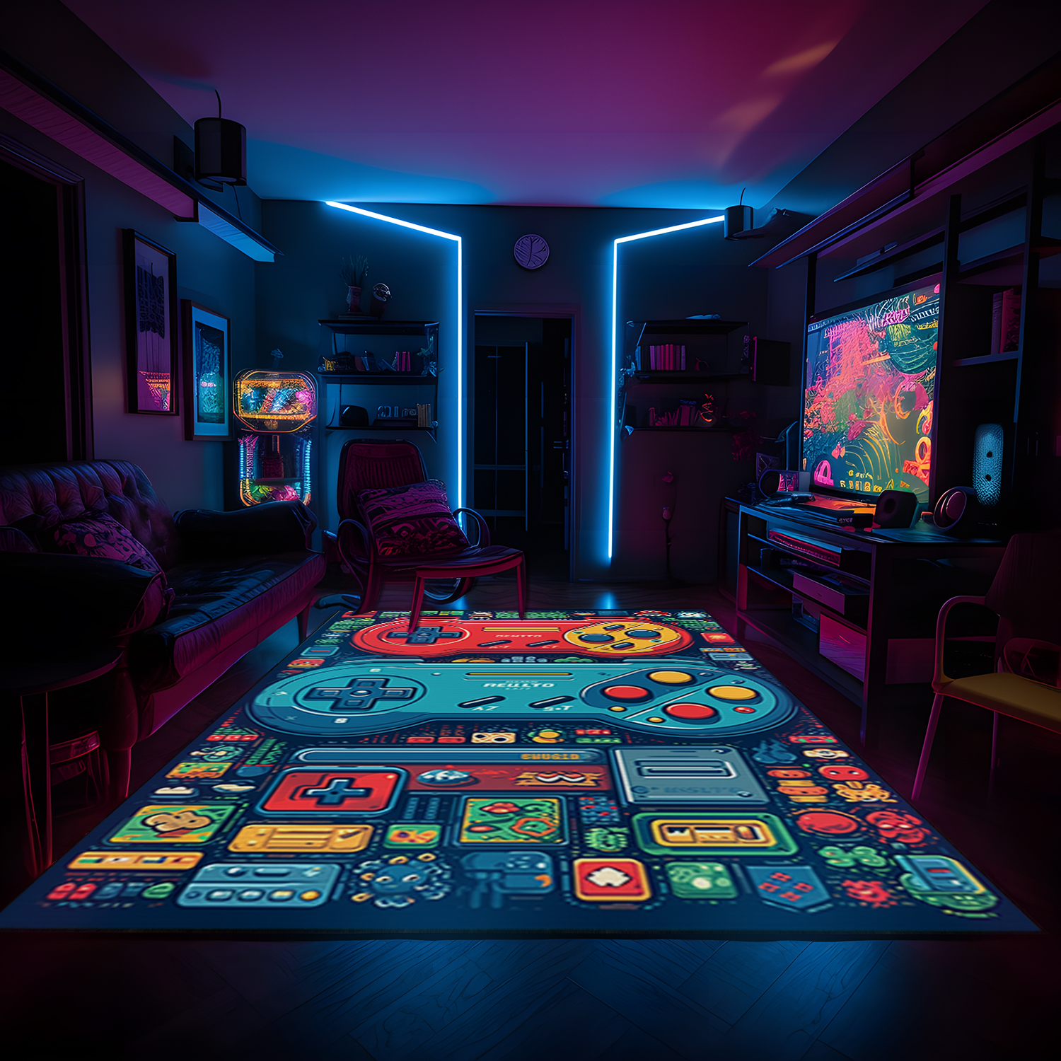 Personalized Game Room Controller Rug for Teen Boys - Premium Gaming ...