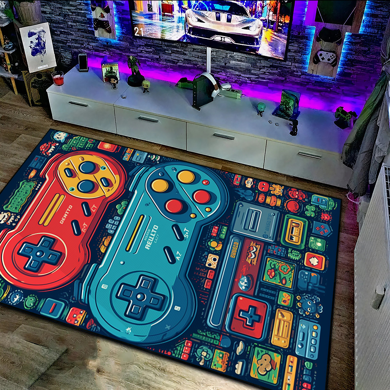 Personalized Game Room Controller Rug for Teen Boys - Premium Gaming ...
