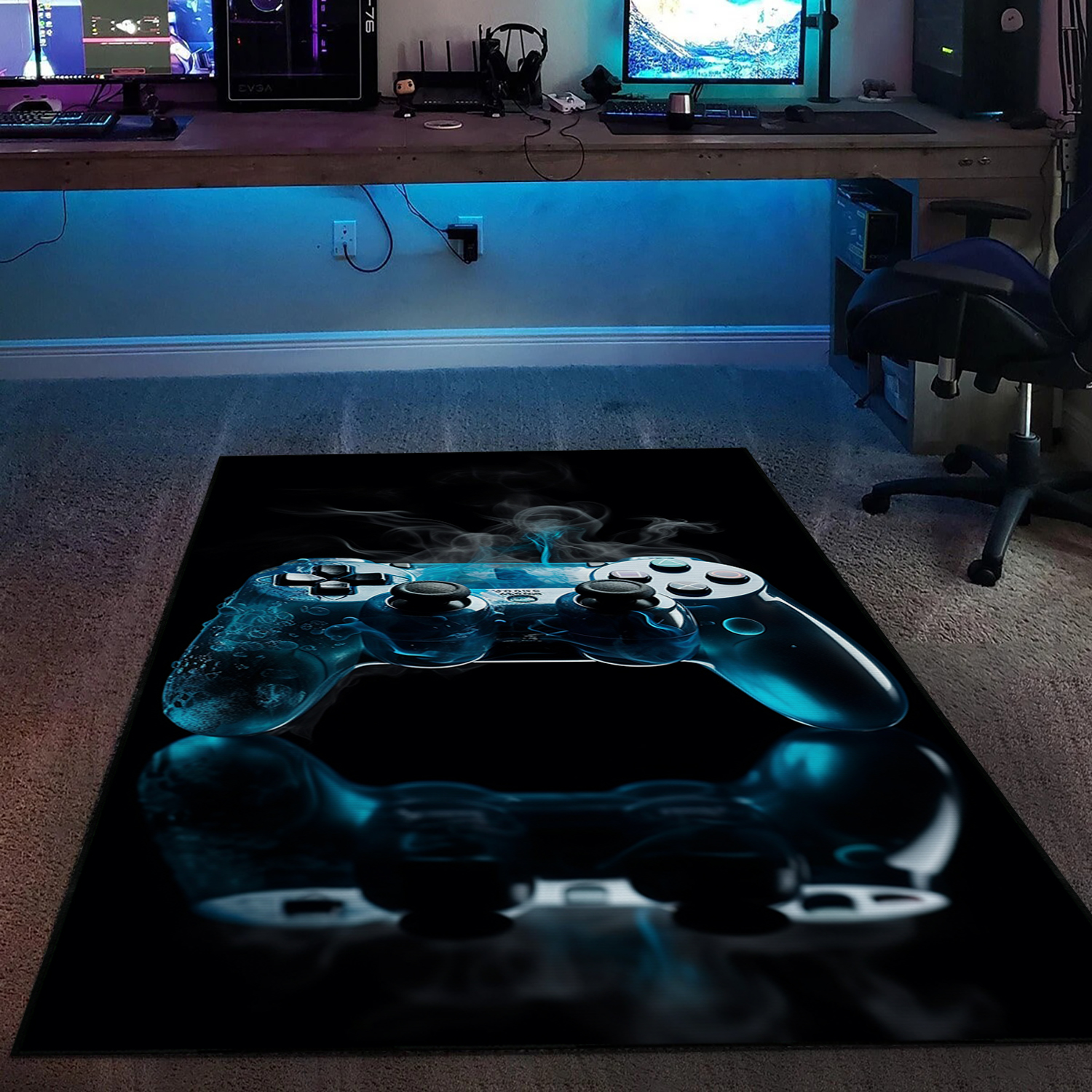 Personalized Gamer Rug for Bedroom with Full Size Game Controller ...