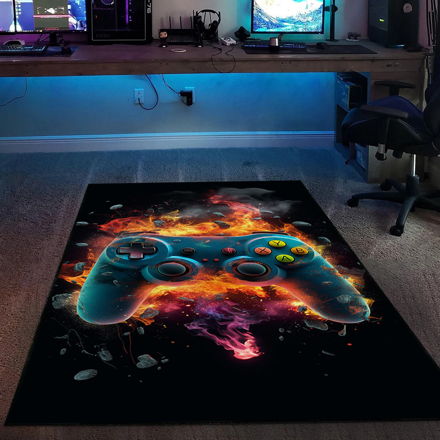 Personalized Gaming Rug for Boys Room with Custom Game Controller ...
